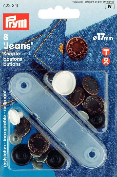 PRYM-Jeans Buttons-17mm-Colour Antique Copper – BeyondThePinkDoor
