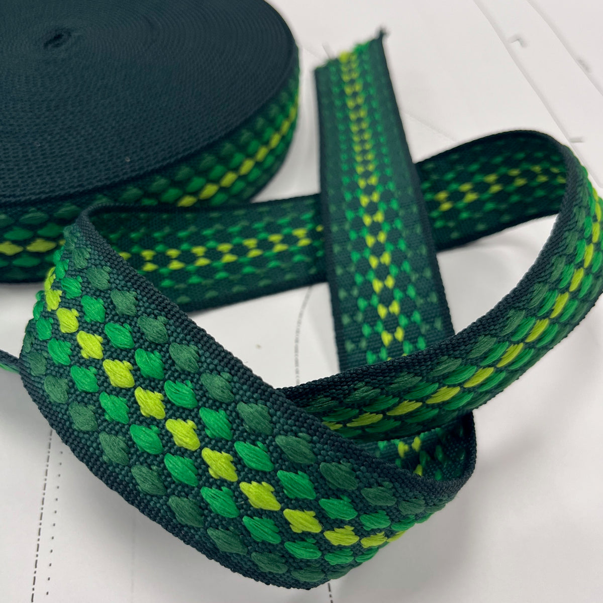 38mm Cotton Webbing | Diamond | Green – BeyondThePinkDoor