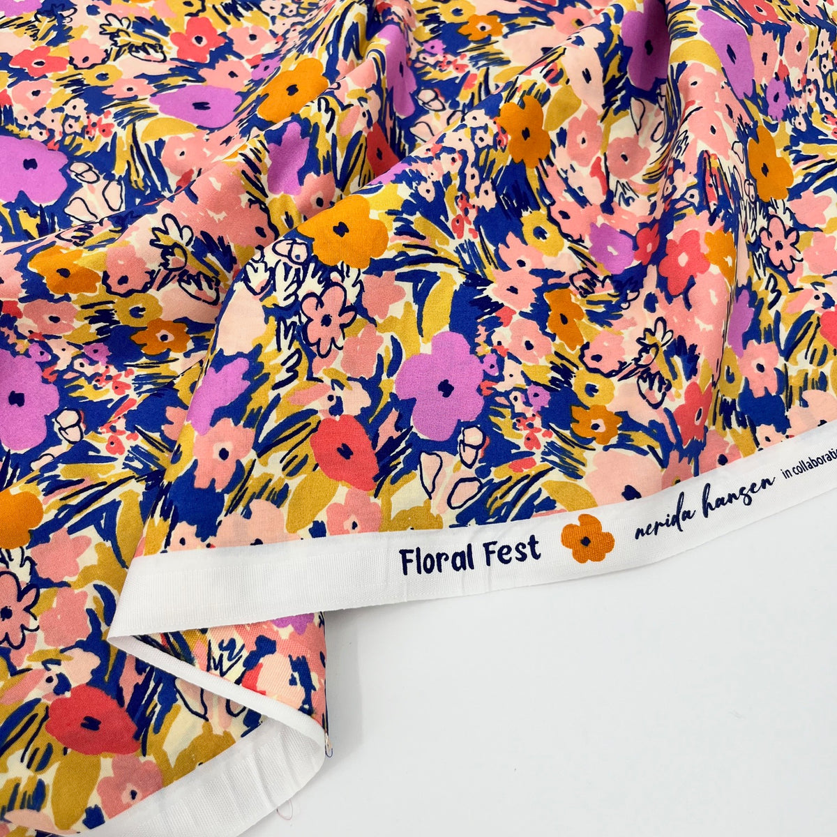 Nerida Hansen - Fine Poplin | FLORAL FEST | Cobalt – BeyondThePinkDoor
