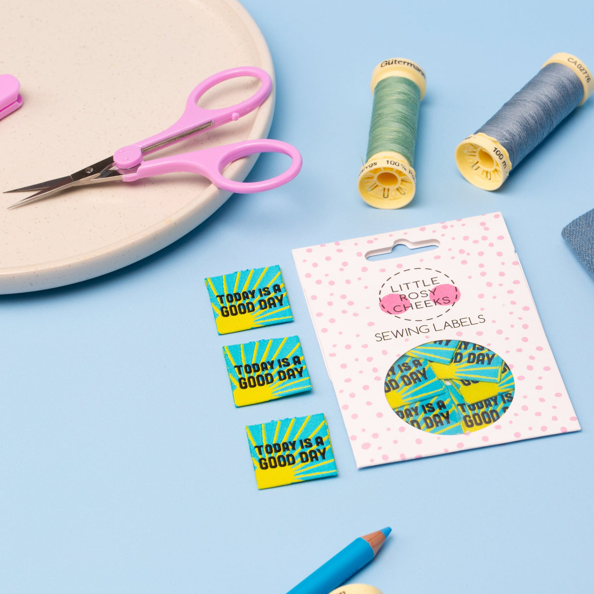 'TODAY IS A GOOD DAY' - Little Rosy Cheeks UK Pack of 6 sewing labels ...